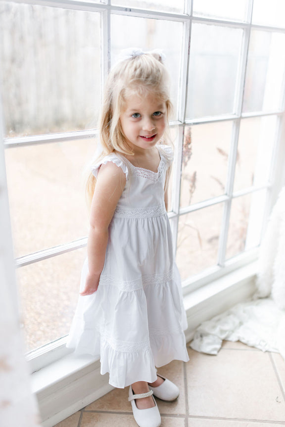 White Summer Dress for Little Girls, flower girl dress, beach photos ...