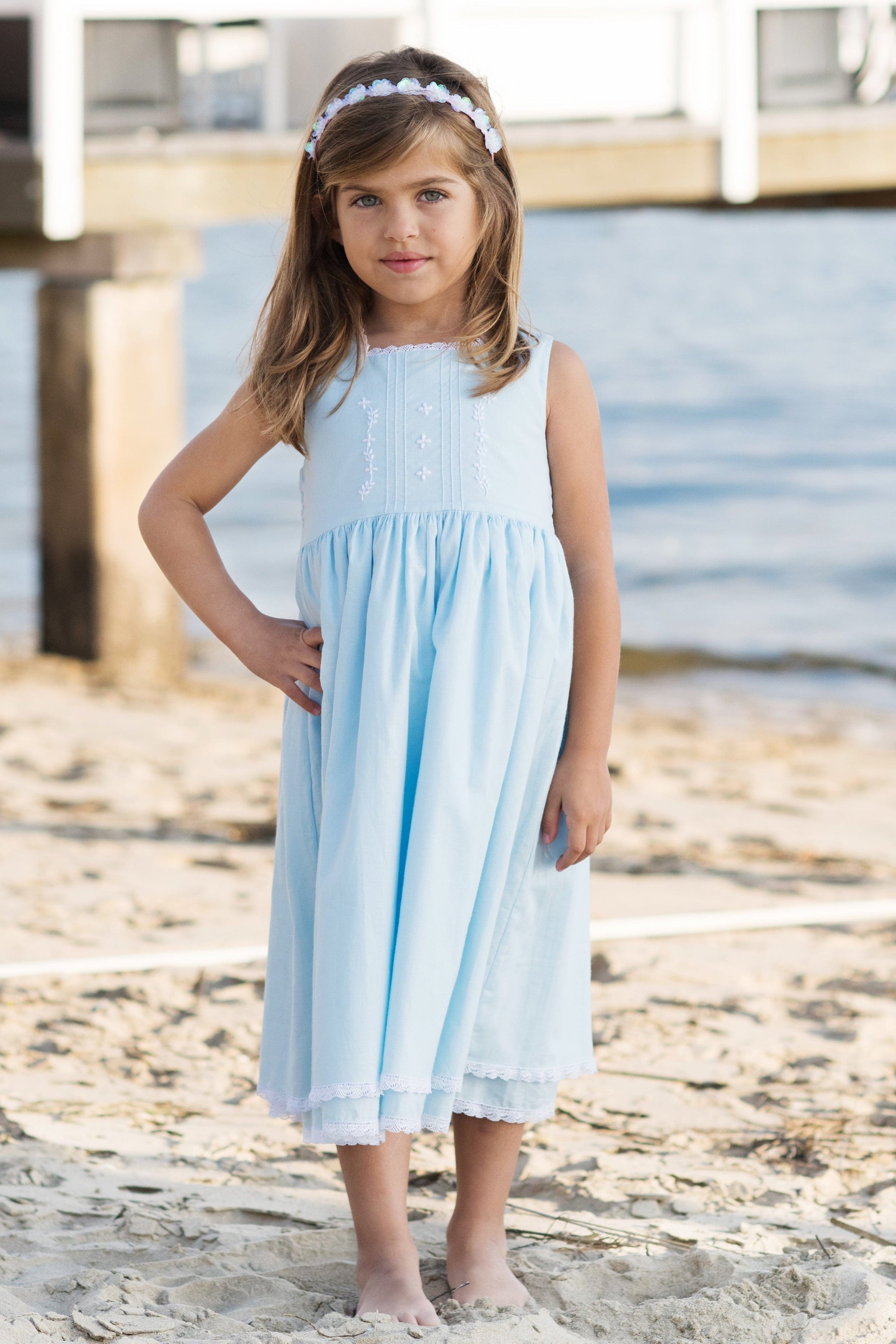Summer Dress for girls, Ocean Blue Girls Dress, Pink, White dresses ...