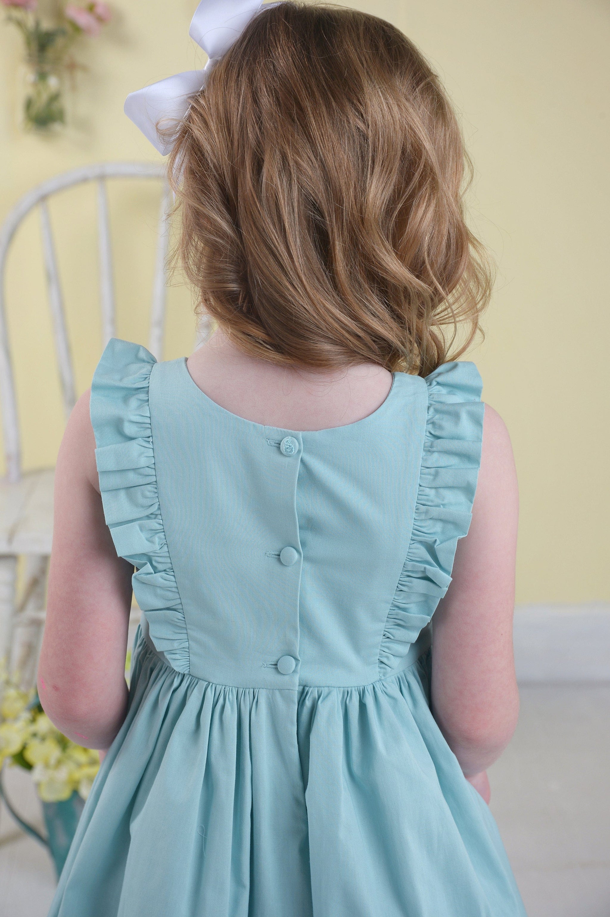 Girls Pinafore Dress for little girls, mint spring dress, pink, yellow ...